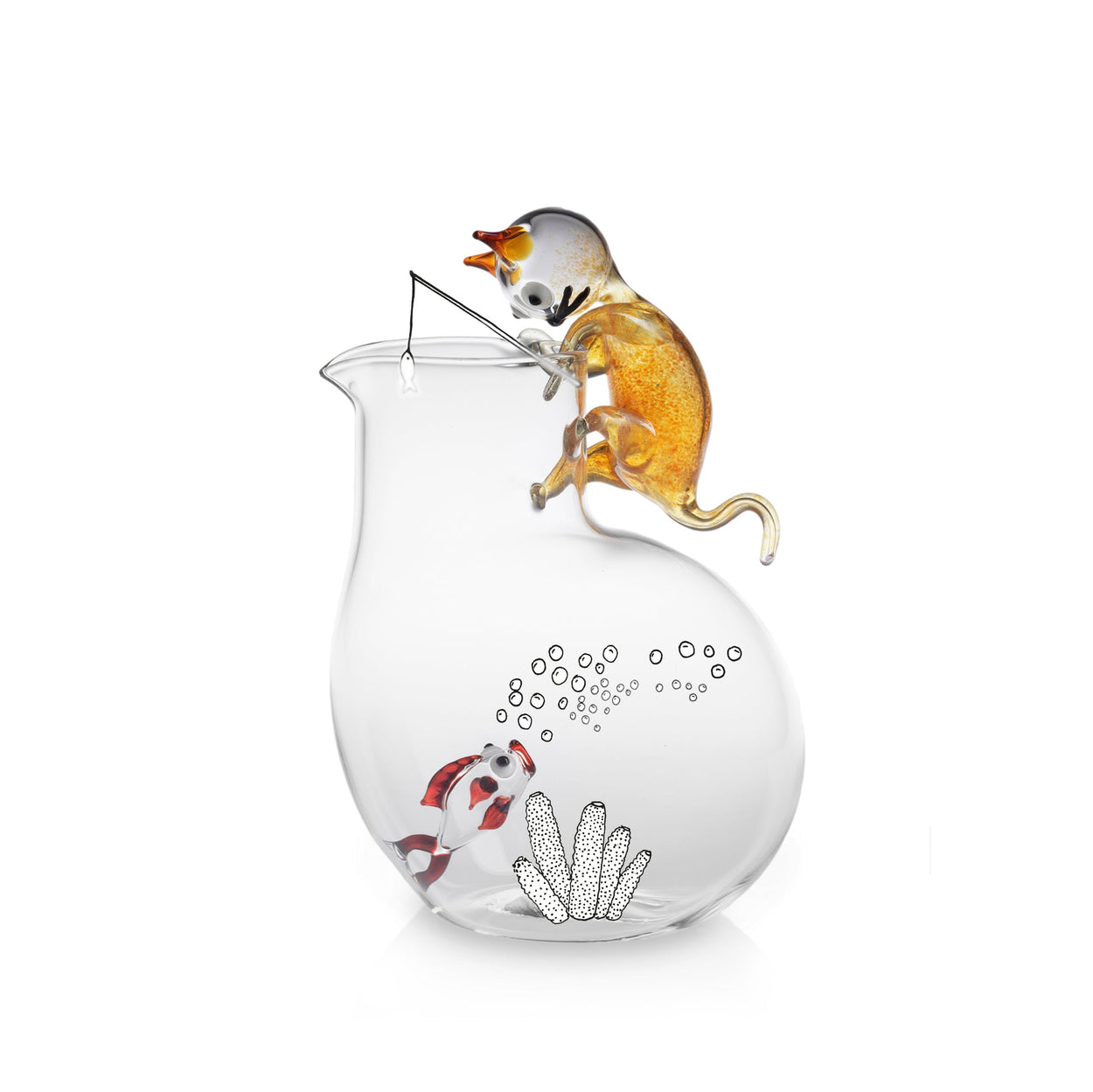 Handblown Glass Cat and Fish Jug, 25cm – Summerill & Bishop