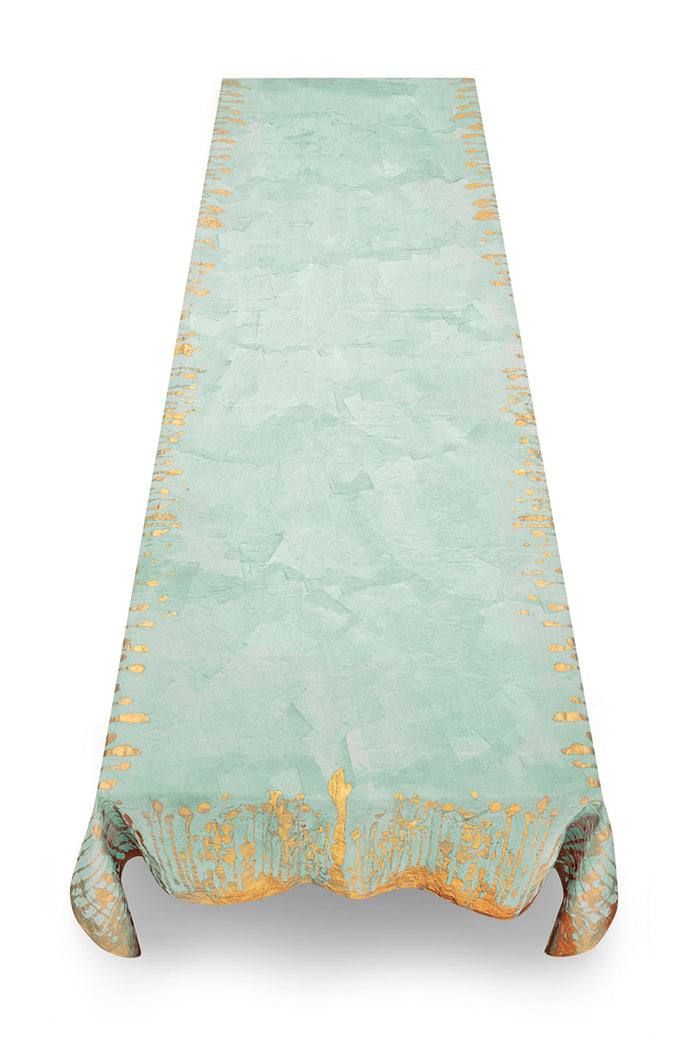 Ink Linen Tablecloth in Deep Pink with Gold Drips – Summerill & Bishop