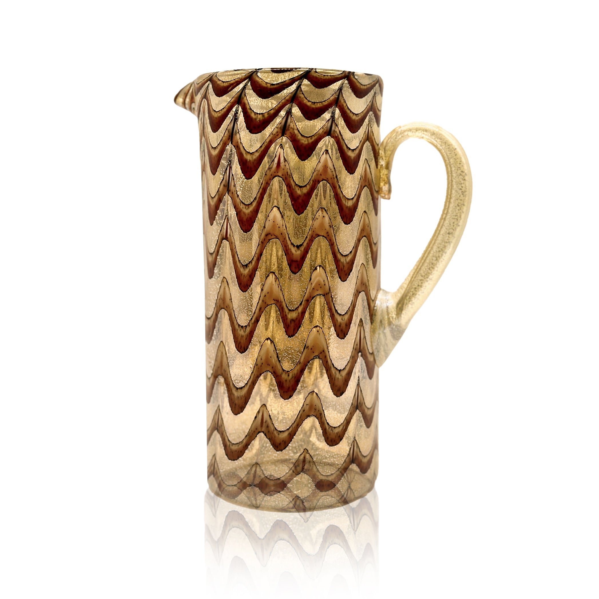 Handblown Murano Glass Wave Jug in Burgundy & Gold – Summerill & Bishop