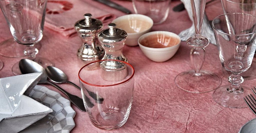 Handblown Clear Bumba Glass with Rose Pink Rim, 30cl – Summerill & Bishop