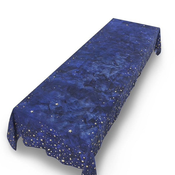 Falling Stars Linen Tablecloth in Ink Blue with Gold Stars – Summerill ...
