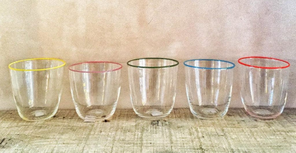 Handblown Clear Bumba Glass with Rose Pink Rim, 30cl – Summerill & Bishop
